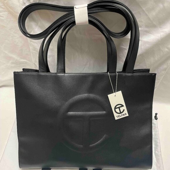 Telfar | Bags | Telfar Black Shopping Bag Medium Size With Dust Bag Box ...